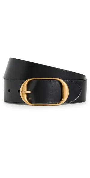 NILI LOTAN Calfskin Leather Belt With Gold-Tone Hardware Black/antique Brass