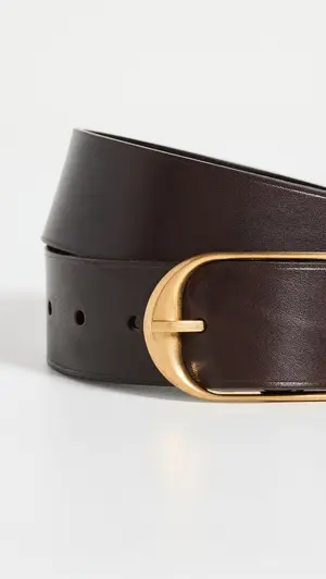 NILI LOTAN Calfskin Leather Belt With Gold-tone Hardware - Dark Brown/antique Brass