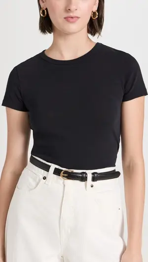 NILI LOTAN Jane Belt - Black/shiny Brass