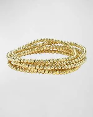 ZOE LEV 14k 3mm Bead Bracelet Stack - Yellow Gold