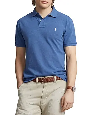Polo Ralph Lauren Custom Slim Fit Mesh Polo Shirt Fog Blue Heather