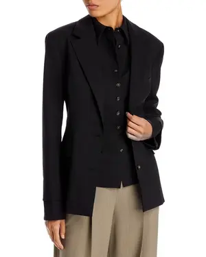 A.W.A.K.E. Mode A. W.A. K.E. Mode Wool Stretch Open Back Blazer In