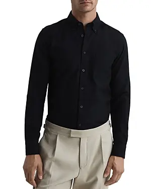 REISS Greenwich Slim Fit Oxford Shirt - Black