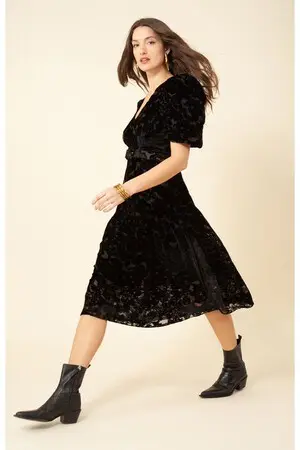 Hale Bob Mia Velvet Burnout Midi Dress