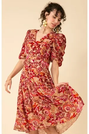Hale Bob Mia Velvet Burnout Midi Dress