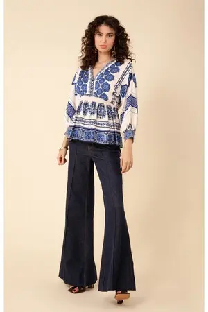 Hale Bob Lou Twill Top - Blue
