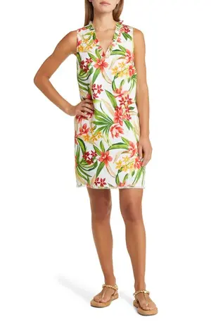 Tommy Bahama Calli Cove Ruffle Sleeveless Linen Shift Dress