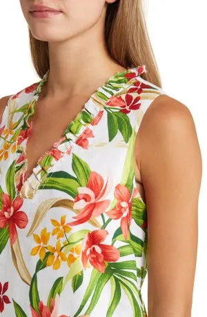 Tommy Bahama Calli Cove Ruffle Sleeveless Linen Shift Dress