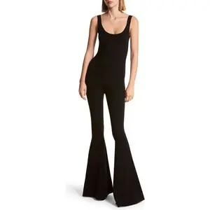 Michael Kors Flare Leg Cashmere Blend Jumpsuit - Black
