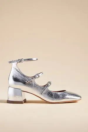 VICENZA Triple-strap Mary Jane Heels - Silver