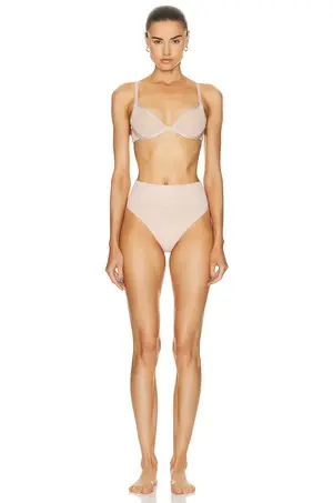 CUUP Mesh Plunge Bra In Beige - Sand