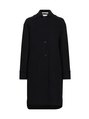 JIL SANDER Women's Oversized Double-Faced Wool Coat - Black  - Black