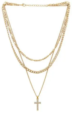 AMBER SCEATS Cross Layered Necklace - Gold
