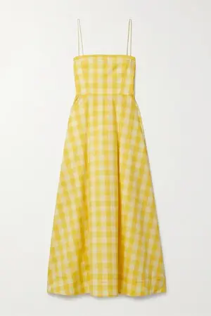 LA LIGNE Gingham Cotton-blend Poplin Midi Dress