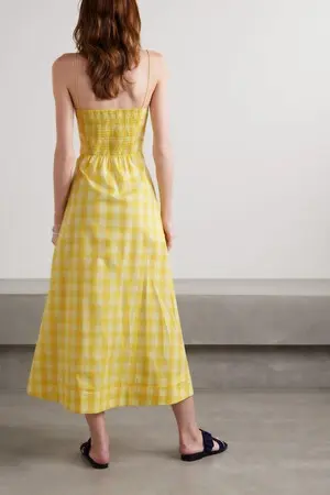 LA LIGNE Gingham Cotton-blend Poplin Midi Dress