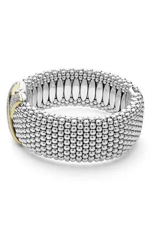 Lagos Embrace Pavé Diamond & Caviar Bracelet - Metallic