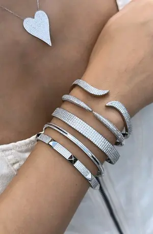 SHYMI Studded Pavé Bangle - Silver