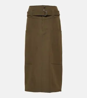 TOD'S Wool Midi Skirt - Brown