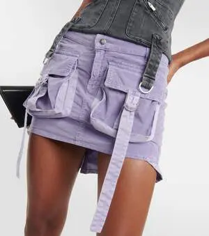 Blumarine Velvet Cargo Miniskirt - Purple