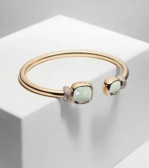 Pomellato Nudo 18kt Rose Cuff Bracelet With Prasiolites And Diamonds