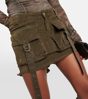 Blumarine Velvet Mini Cargo Skirt - Green