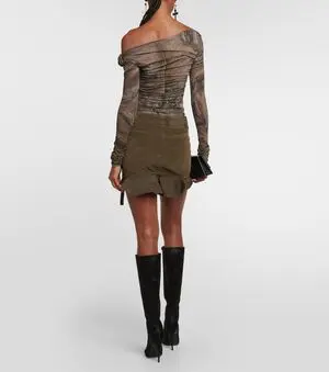 Blumarine Velvet Mini Cargo Skirt - Green