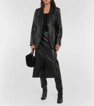 JOSEPH Sidena Leather Midi Skirt - Black