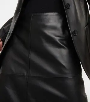 JOSEPH Sidena Leather Midi Skirt - Black