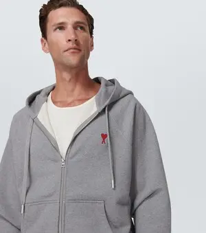 AMI Paris De Cœur Zip-up Hoodie - Grey