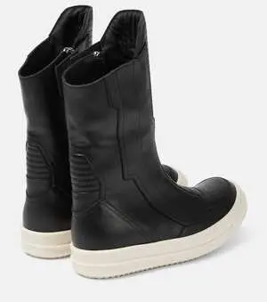 Rick Owens Leather High Top Sneakers