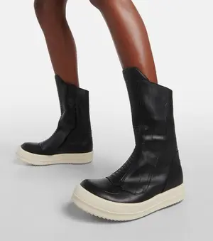 Rick Owens Leather High Top Sneakers