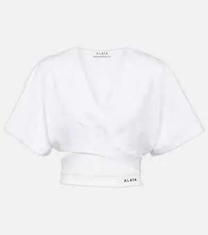 Alaïa Logo Cotton Jersey Crop Top