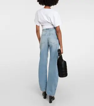 Alaïa Logo Cotton Jersey Crop Top