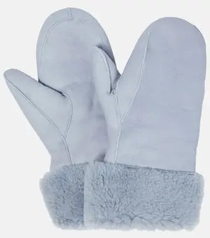 YVES SALOMON Yves Salomon Leather Mittens Blue