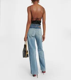 Stella McCartney Paneled High-rise Wide-leg Jeans