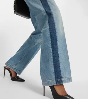 Stella McCartney Paneled High-rise Wide-leg Jeans