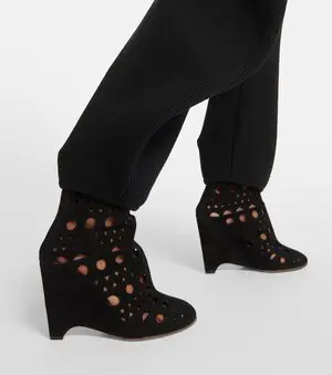Alaïa Vienne Suede Wedge Ankle Boots