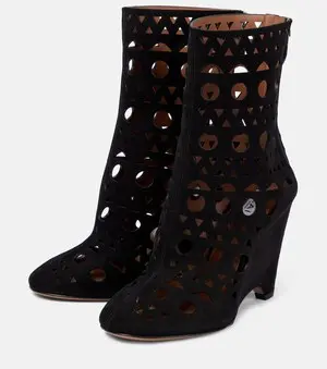 Alaïa Vienne Suede Wedge Ankle Boots