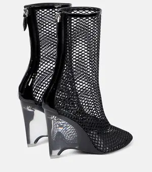 Alaïa La Cage Mesh And Pu Wedge Ankle Boots