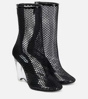 Alaïa La Cage Mesh And Pu Wedge Ankle Boots
