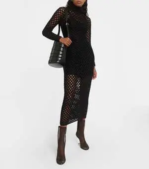 Alaïa La Cage Mesh And Pu Wedge Ankle Boots