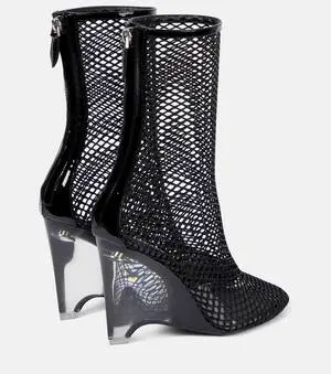 Alaïa La Cage Mesh And Pu Wedge Ankle Boots