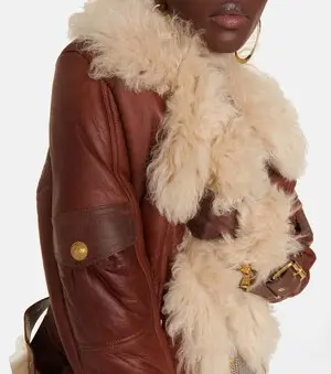 Balmain Leather And Shearling Jacket In Brown - 30% Off | Editorialist