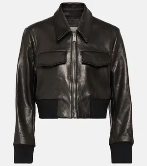 Khaite Hector Cropped Leather Jacket