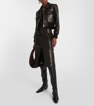 Khaite Hector Cropped Leather Jacket
