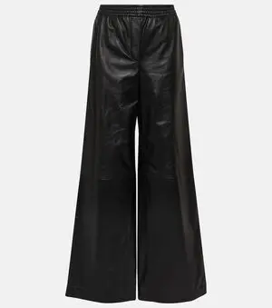 JOSEPH Ashbridge Leather Wide-leg Pants