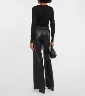 JOSEPH Ashbridge Leather Wide-leg Pants