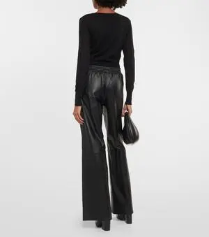 JOSEPH Ashbridge Wide-leg Leather Pants