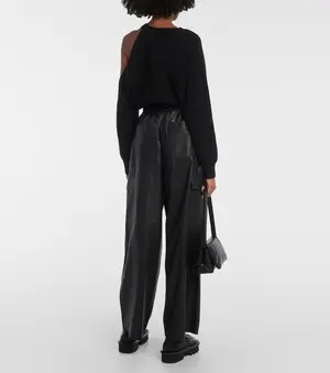 YVES SALOMON Leather Cargo Pants - Black
