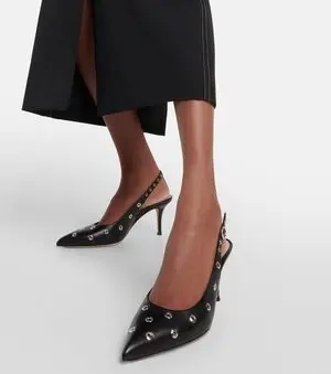 GIANVITO ROSSI Lydia Studded Leather Slingback Pumps